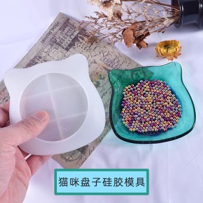 China DIY Crystal Dropping Gel Mold Irregular Cat Plate Storage Box Silicone Mold for sale