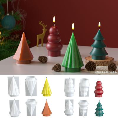 China Aromatherapy gypsum resin Christmas tree ornament silicone mold DIY Christmas tree candle mold for sale