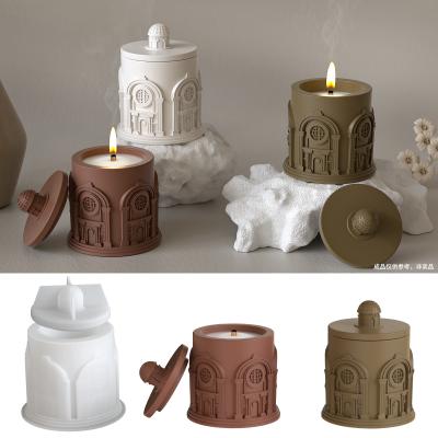 China European style palace house storage jar silicone mold DIY aromatherapy gypsum candle cup dropper mold for sale