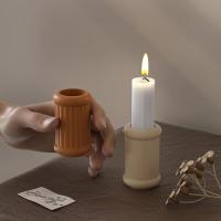 China Cylindrical tube smooth striped candle holder silicone mold DIY aromatherapy gypsum cement resin grinding tool for sale