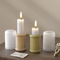 China Cylindrical tube smooth striped candle holder silicone mold DIY aromatherapy gypsum cement resin grinding tool for sale
