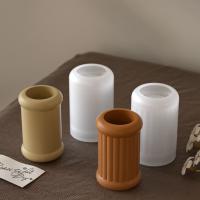 China Cylindrical tube smooth striped candle holder silicone mold DIY aromatherapy gypsum cement resin grinding tool for sale