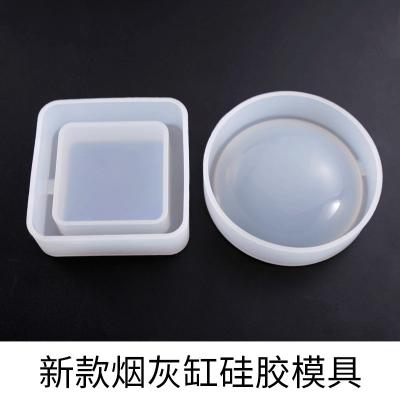 China DIY Crystal Dropping Gel Ashtray Silicone Mold Round Square Ashtray Silicone Grinding Tool for sale
