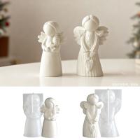 China Cross border Angel Wings Girl Silicone Mold DIY Smooth Striped Angel Candle Gypsum Mold for sale