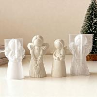China Cross border Angel Wings Girl Silicone Mold DIY Smooth Striped Angel Candle Gypsum Mold for sale