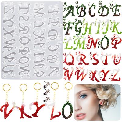 China DIY crystal drop glue jewelry English letter pendant earrings keychain pendant silicone mold wholesale for sale
