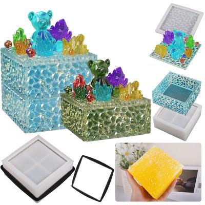 China DIY Square Diamond Storage Box Mold Stacking High Diamond Storage Box Dropping Gypsum Silicone Mold for sale