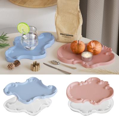 China DIY Drip Glue Gypsum Cement European Lace Relief Tray Dish Storage Tray Decoration Silicone Mold for sale