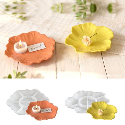 China Lotus Leaf Plate Tray Silicone Mold DIY Aromatherapy Gypsum Lotus Storage Plate Dropping Mold for sale