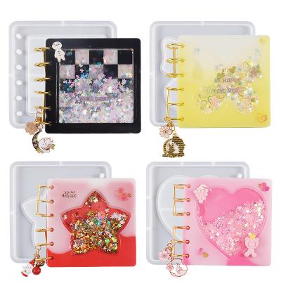 China Crystal Drip Glue Flowing Sand Notebook Mold Flowing Sand Star Love Chessboard Pattern Notebook No Seal Silicone Grinding for sale