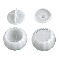 China Large Aromatherapy Gypsum Resin Pumpkin Storage Box Silicone Mold DIY Halloween Candle Cup Mold for sale