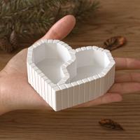 China Two grid heart-shaped silicone mold DIY smooth striped heart-shaped candle cup storage box gypsum mold for sale