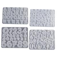 China DIY Drip Glue Resin Mirror 26 English Alphabet Number Irregular Perforated Key Pendant Silicone Mold for sale