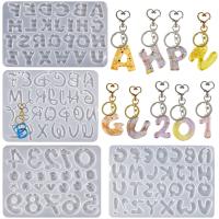 China DIY Drip Glue Resin Mirror 26 English Alphabet Number Irregular Perforated Key Pendant Silicone Mold for sale