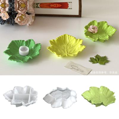 China Leaf Maple Leaf Plate Tray Silicone Mold DIY Aromatherapy Gypsum Leaf Storage Tray Dropping Mold for sale