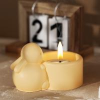 China Cute bunny candle holder silicone mold DIY gypsum bunny candle cup storage jar dropper mold for sale