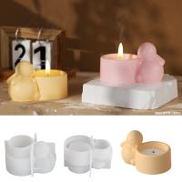 China Cute bunny candle holder silicone mold DIY gypsum bunny candle cup storage jar dropper mold for sale