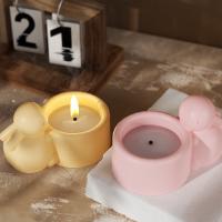 China Cute bunny candle holder silicone mold DIY gypsum bunny candle cup storage jar dropper mold for sale