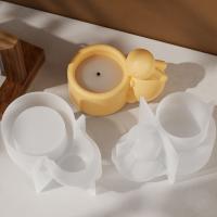 China Cute bunny candle holder silicone mold DIY gypsum bunny candle cup storage jar dropper mold for sale