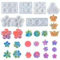 China DIY crystal dropper resin grinding tool, multiple 3D crown flower petal patch pendant silicone molds for sale