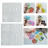 China DIY dropper resin paper clip silicone mold, heart-shaped flower pentagram cross buckle mold for sale