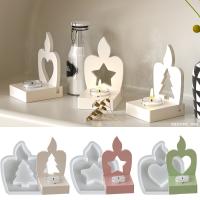 China Aromatherapy gypsum Christmas tree pentagram heart-shaped candle shaped insert board DIY candle holder ornament silicone mold for sale