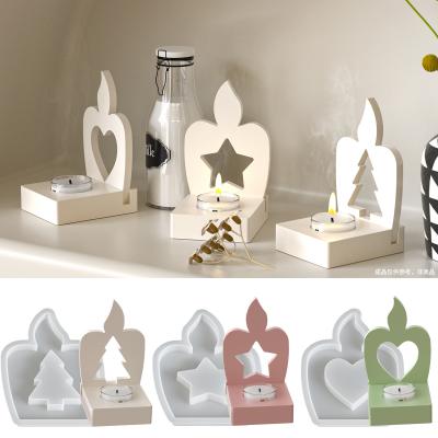 China Aromatherapy gypsum Christmas tree pentagram heart-shaped candle shaped insert board DIY candle holder ornament silicone mold for sale