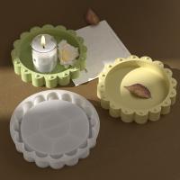 China Aromatherapy gypsum cement drip glue circular bead lace tray silicone mold DIY storage tray mold for sale