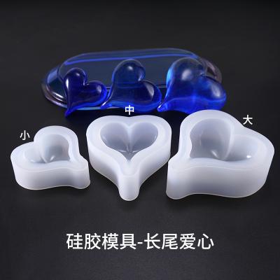 China Crystal dropper mold DIY jewelry long tail heart high brightness three types of heart silicone molds, large, medium and small for sale