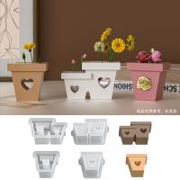 China DIY Aromatherapy Gypsum Hollow Heart Flower Pot Silicone Mold Dry Flower Arrangement Flower Basket Pendant Dropping Mold for sale