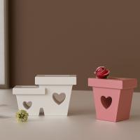 China DIY Aromatherapy Gypsum Hollow Heart Flower Pot Silicone Mold Dry Flower Arrangement Flower Basket Pendant Dropping Mold for sale