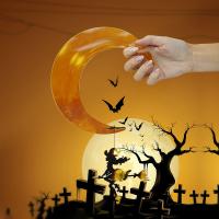 China Crystal Drip Glue Moon Witch Hanging Tool Halloween Riding Broom Witch Hanging Tag Silicone Mold for sale