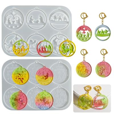China DIY Crystal Resin Christmas Pendant Earrings Keychain Pendant Jewelry Dropping Silicone Mold for sale