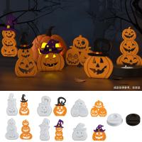 China Halloween Hat Pumpkin Devil Pumpkin Triple Connection Pumpkin Candlestick Plugin Pendant Hanging Silicone Mold for sale