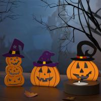 China Halloween Hat Pumpkin Devil Pumpkin Triple Connection Pumpkin Candlestick Plugin Pendant Hanging Silicone Mold for sale