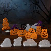 China Halloween Hat Pumpkin Devil Pumpkin Triple Connection Pumpkin Candlestick Plugin Pendant Hanging Silicone Mold for sale