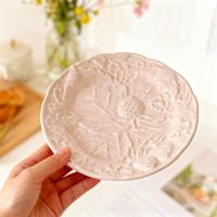 China DIY Aromatherapy Gypsum Relief Strawberry Grape Angel Pattern Plate Tray Ornament Silicone Mold for sale