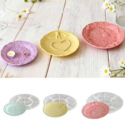 China DIY Aromatherapy Gypsum Relief Strawberry Grape Angel Pattern Plate Tray Ornament Silicone Mold for sale