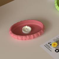 China DIY Aromatherapy Gypsum Cement Elliptical Mirror Rock Pattern Tray Plate Ornament Silicone Mold for sale