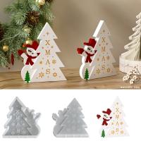 China DIY Christmas Snowman Christmas Tree Aromatherapy Gypsum Platform Candle Decoration Silicone Mold for sale