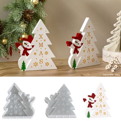 China DIY Christmas Snowman Christmas Tree Aromatherapy Gypsum Platform Candle Decoration Silicone Mold for sale