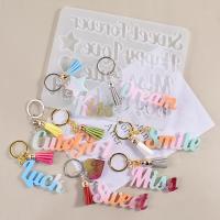 China DIY Crystal Dropping Resin English Alphabet Words Blessings Keychain Pendant Silicone Mold for sale