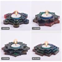 China DIY adhesive resin plaster retro multi-level irregular shaped candle holder silicone mold mirror for sale