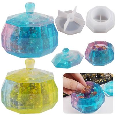 China DIY Crystal Dropping Gel Storage Box Mold Cut Surface Gem Storage Box Jewelry Storage Epoxy Resin Can Silicone Grinding for sale