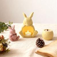 China Easter Bunny Candle Cup Silicone Mold Gypsum Cement Aromatherapy Candle Stand Decoration DIY Dropping Mold for sale