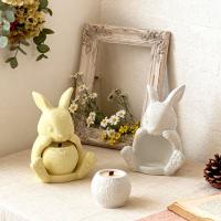 China Easter Bunny Candle Cup Silicone Mold Gypsum Cement Aromatherapy Candle Stand Decoration DIY Dropping Mold for sale