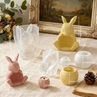 China Easter Bunny Candle Cup Silicone Mold Gypsum Cement Aromatherapy Candle Stand Decoration DIY Dropping Mold for sale