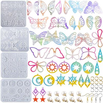 China DIY Dropping Punk Wind Star Earrings Pendant Grinding Hollow Butterfly Keychain Pendant Silicone Mold for sale