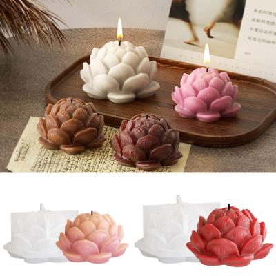 China DIY Crystal Dropping Gel Mirror Size Lotus Jewelry Grinding Aromatherapy Gypsum Candle Flower Silicone Mold for sale