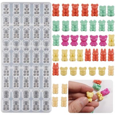 China Mini 45 grid cartoon teddy bear bunny mouse fire paint wax gummy candy mold full page teddy bear silicone dropper mold for sale